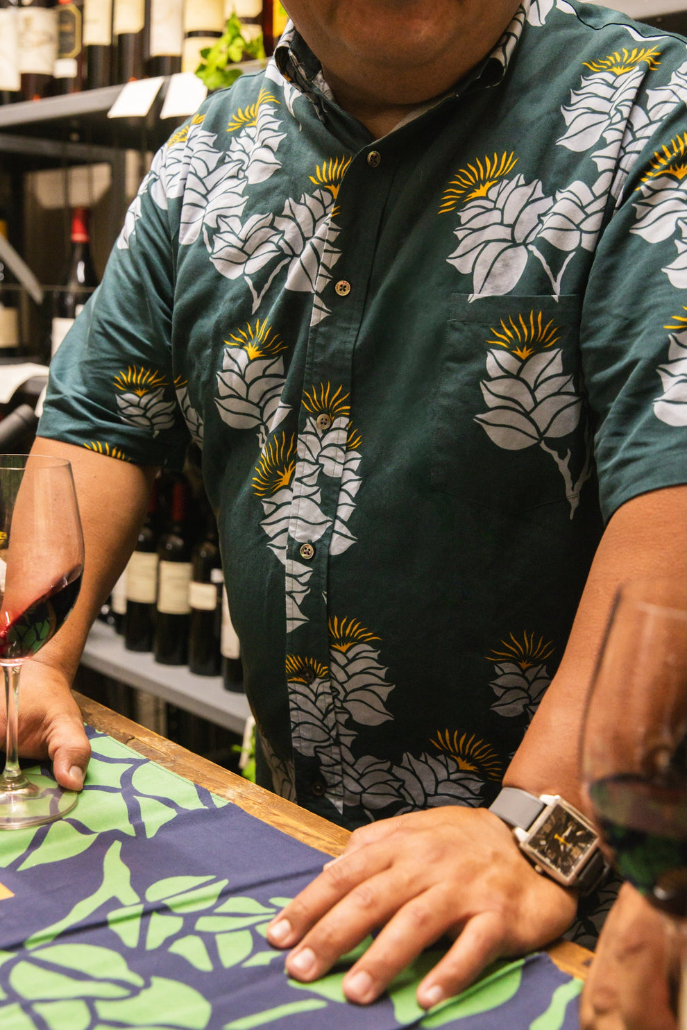 Nani Alani Nā Lau Ulu Aloha Shirt- Heather Blue – Sig Zane Designs