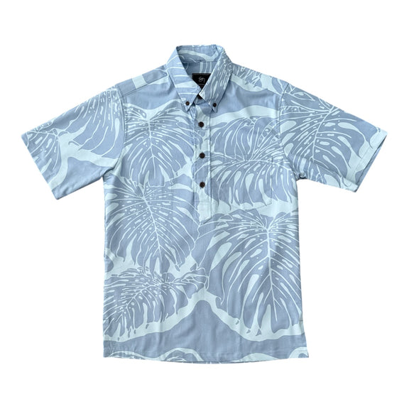 Monstera: Relief Pullover Aloha Shirt- Candy Blue – Sig Zane Designs