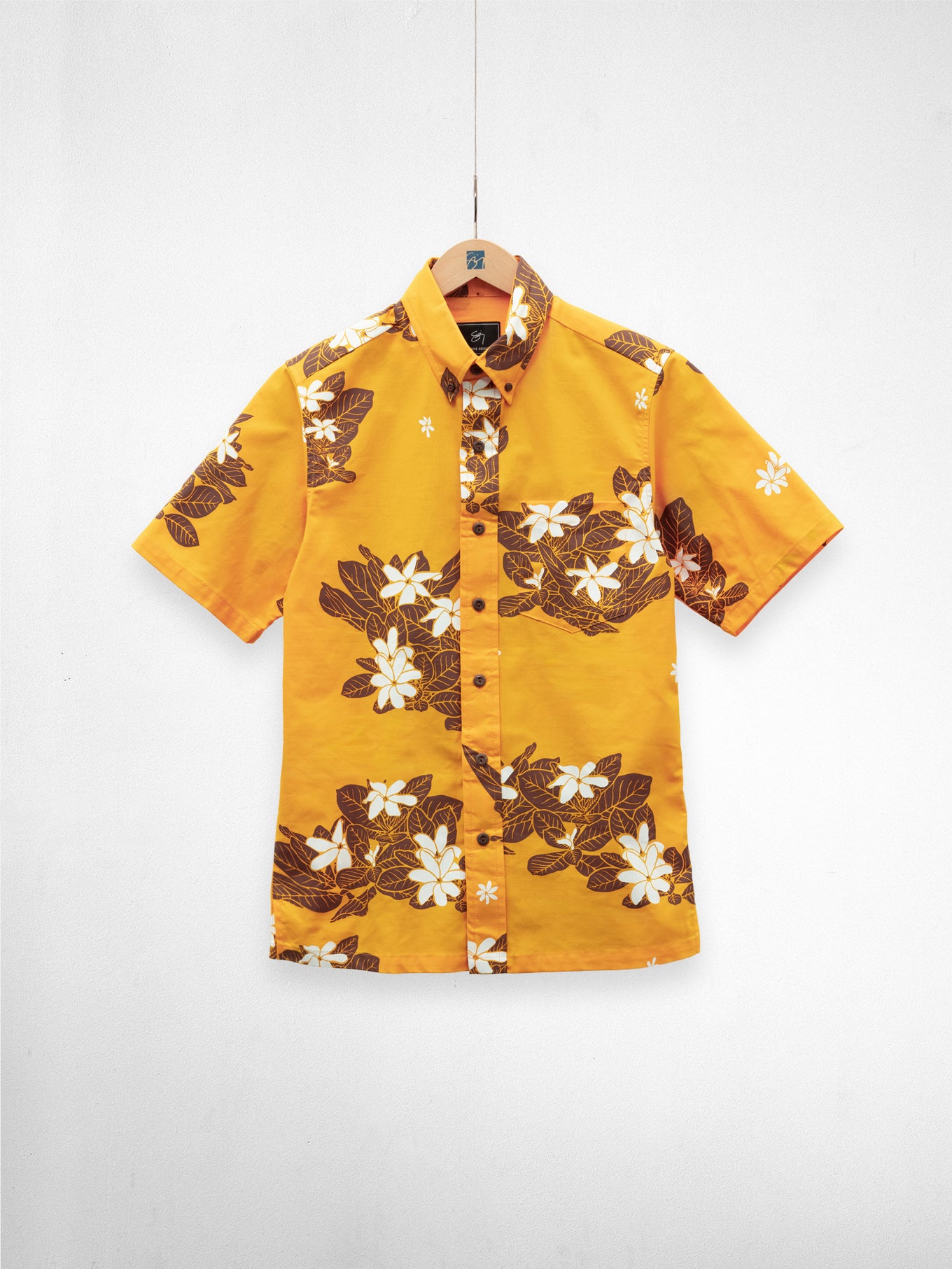 Tetiareteauhou Button Up Aloha Shirt- Papaya – Sig Zane Designs